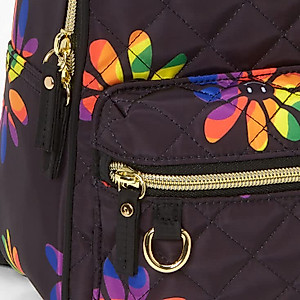 Claire's Small Backpack Purse - Cute Backpack for Little Girls, Teens, and Women Rainbow Daisy Quilted Small Backpack