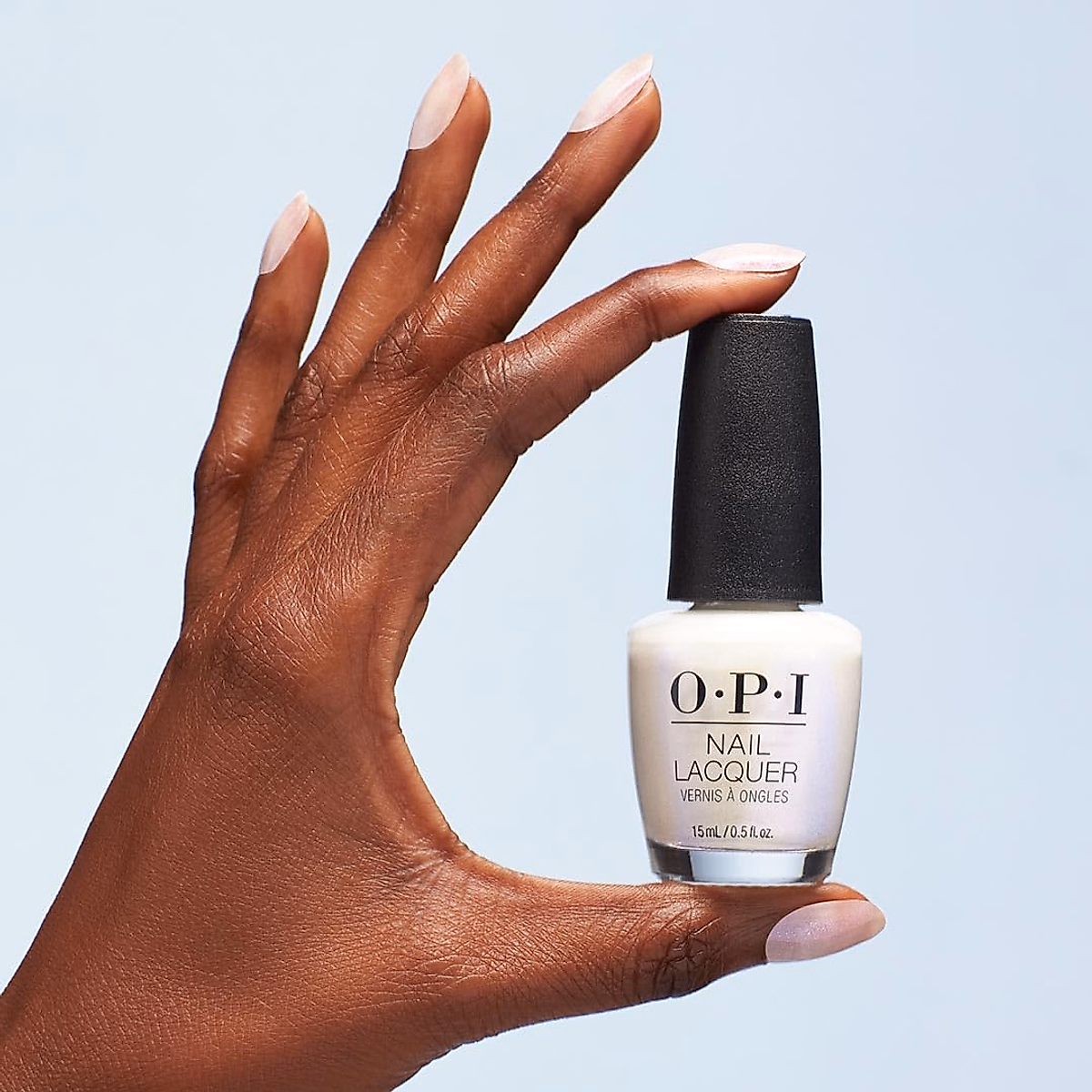 OPI Nail Lacquer, Opaque Shimmer Finish White Nail Polish, Up to 7 Days of Wear, Chip Resistant & Fast Drying, Holiday 2023 Collection, Terribly Nice, Chill 'Em With Kindness, 0.5 fl oz