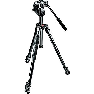 Manfrotto 290 Xtra Aluminum 3-Section Tripod Kit with Fluid Video Head (MK290XTA3-2WUS)