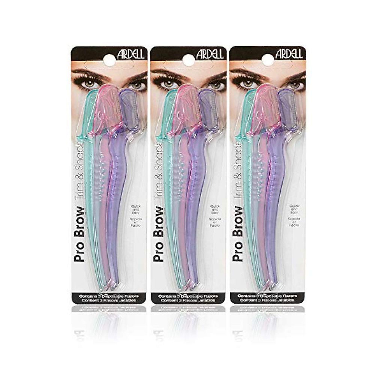 Ardell Eyebrows Trimmer and Shaper for Women, 3 count x pack of 3 Brow Razors