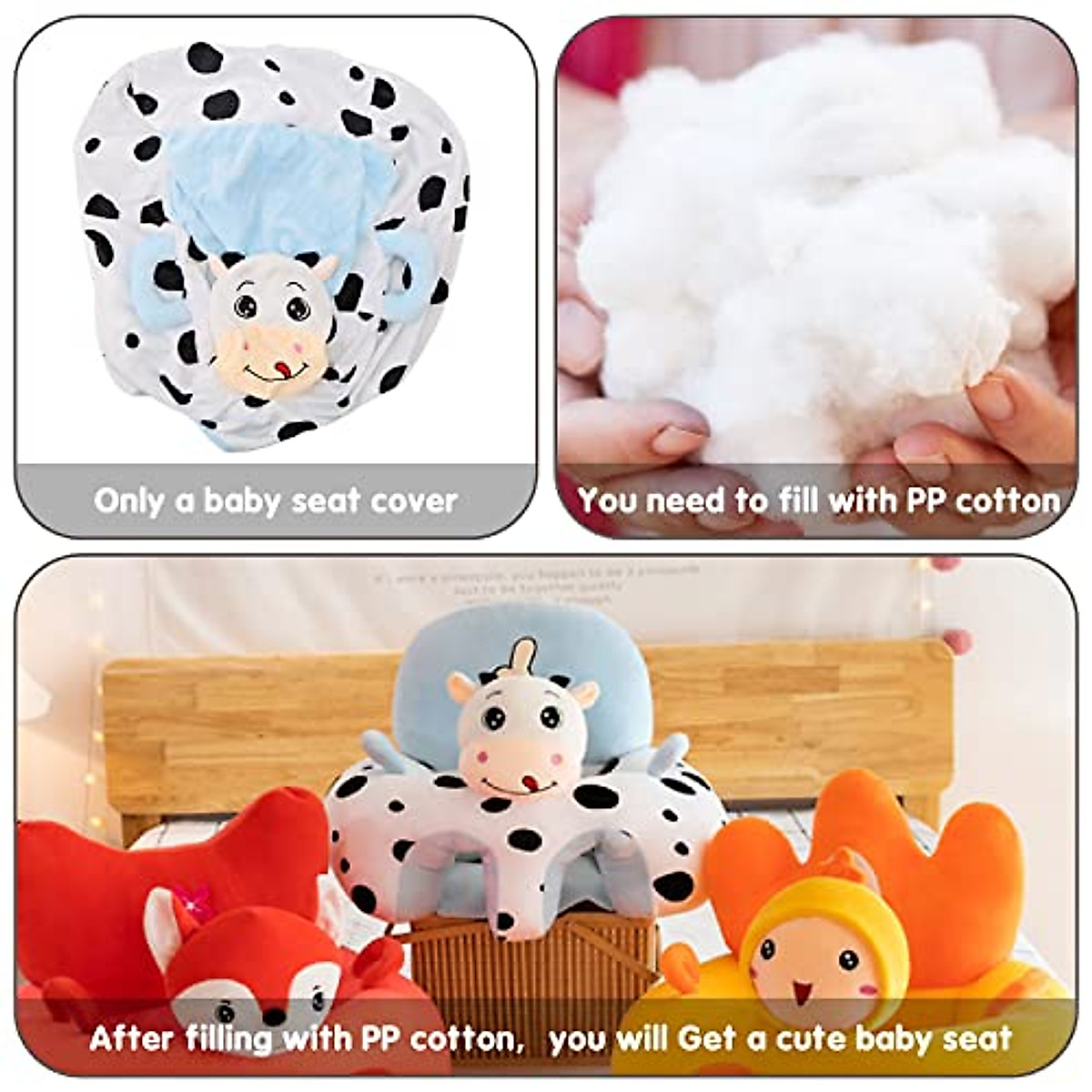 Petyoung Cute Baby Sofa Cover, Baby Support Seat Cover Washable Baby Learning Seat Plush Shell Chairs Cushion for Infants Toddler - NO Filling