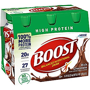 BOOST High Protein Ready to Drink Balanced Nutritional Drink, Rich Chocolate, 8 FL OZ (Pack of 6)