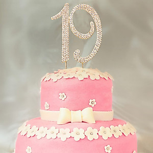 19 cake topper Premium Bling Rhinestone Diamond Gems for Birthday or Anniversary Party Decoration Ideas