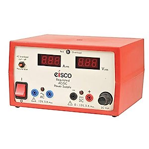Eisco Labs Regulated Dual Output Digital Display Power Supply, AC: 12V, 5 Amps, DC: 0-12V, 5Amps