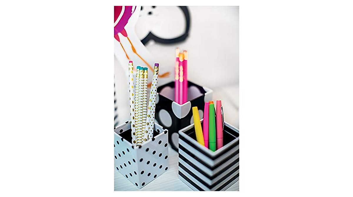 Stylish 3-Piece Polka Dot Pencil Cup Holder Set