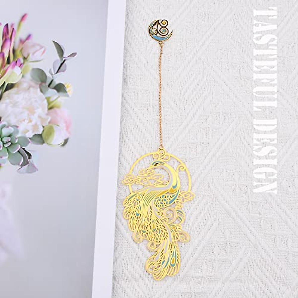 YotoTable Bookmark with Chain 2022 Gift for Women Men Her Him Boy Girl Kid Book Lover (Peacock)