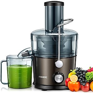 FOHERE Juicer Machines,1200W Max Power Centrifugal Juicer Extractor with 3-inch Wide feed chute & Anti-Drip for Fruit and Vegetable, 2-Speed Setting, Easy to Clean with Brush, Stainless Steel, 800W