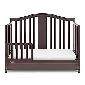 Graco Solano 5-in-1 Convertible Crib with Drawer (Espresso) – GREENGUARD Gold Certified, Crib with Drawer Combo, Includes Full-Size Nursery Storage Drawer, Converts to Toddler Bed and Full-Size Bed