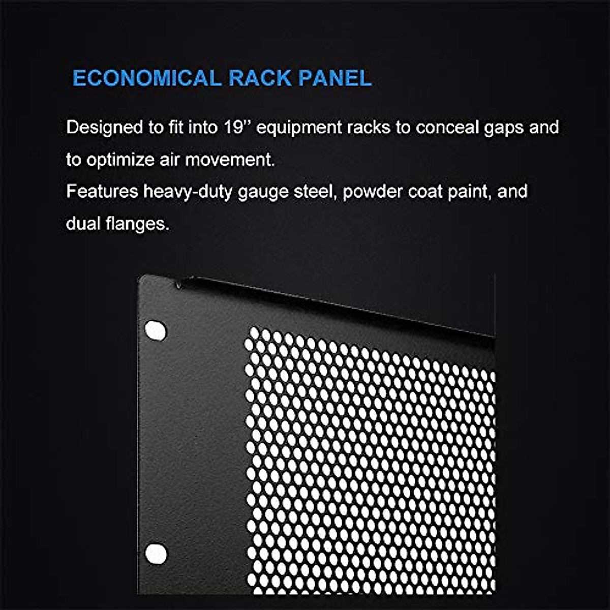 KENUCO Blank Rack Mount Panel Spacer with Venting for 19-Inch Server Network Rack Enclosure Or Cabinet Black (Plate-3U)