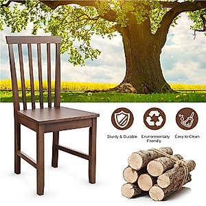 ERGOMASTER Dining Chairs Set of 4 Slat Back Walnut Wood Restaurant Chairs Traditional Side Chairs