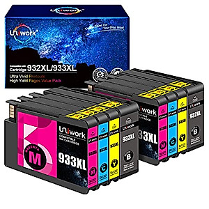 Uniwork Compatible 932XL 933XL Ink Cartridge Replacement for HP 932XL 933XL 932 933 Compatible with Officejet 6600 6700 6100 7612 7610 7110 Printers (2 Black 2 Cyan 2 Magenta 2 Yellow)