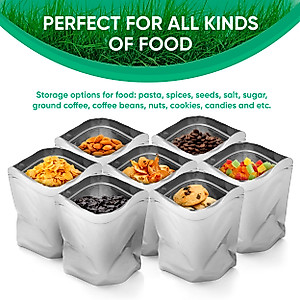 50 PCS Mylar Bags 10"x 14" - 1 Gallon Extra Thick Zippered Bag - Long Term Food Storage Odor Proof Bags - Standing Up Zipper Heat Sealable Pouches Resealable - Food Dispensary Packaging BPA-Free