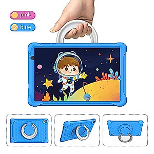 Kids Tablet, 10 Inch Tablet for Kids 7GB(4+3 Expand) RAM+64GB/1TB ROM Android 13 Tablet for Toddler with Case, WiFi, Bluetooth, Dual Camera, Parental Control, Google Play Store Pre Installed (Blue)