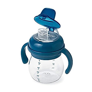 OXO Tot Transitions Soft Spout Sippy Cup with Removable Handles, Navy, 6 Ounce (2 Pack)