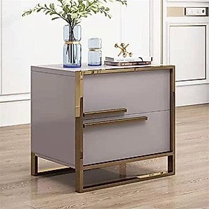 LIUJUN Baking Varnish Bright Bedside Table Italian Wanghong Hotel Bedroom Storage Cabinet Nightstand (Color : Gray)
