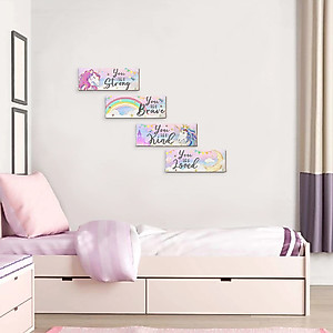 Unicorn Room Decor for Girls Bedroom, Unicorn Wall Decor, Rainbow Girls Room Decor, Unicorn Bedroom Decor for Girls Kids Nursery, Inspirational Wall Art, Unicorn Birthday Party Decorations