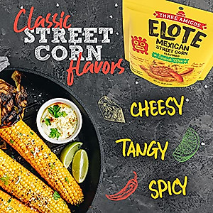 Three Amigos - Elote Mexican Street Corn Snack Mix- Deliciously Crunchy, Tangy, Hot, Sweet & Spicy Snacks - Gourmet Roasted Variety Food Snacks for Adults and Kids (Elote 30 oz)