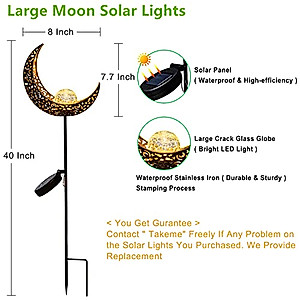 TAKE ME Moon Solar Lights Garden Outdoor Decor Waterproof Decorative Solar Stakes Lights for Patio Yard, Walkway,Lawn, Mother's Day Gifts