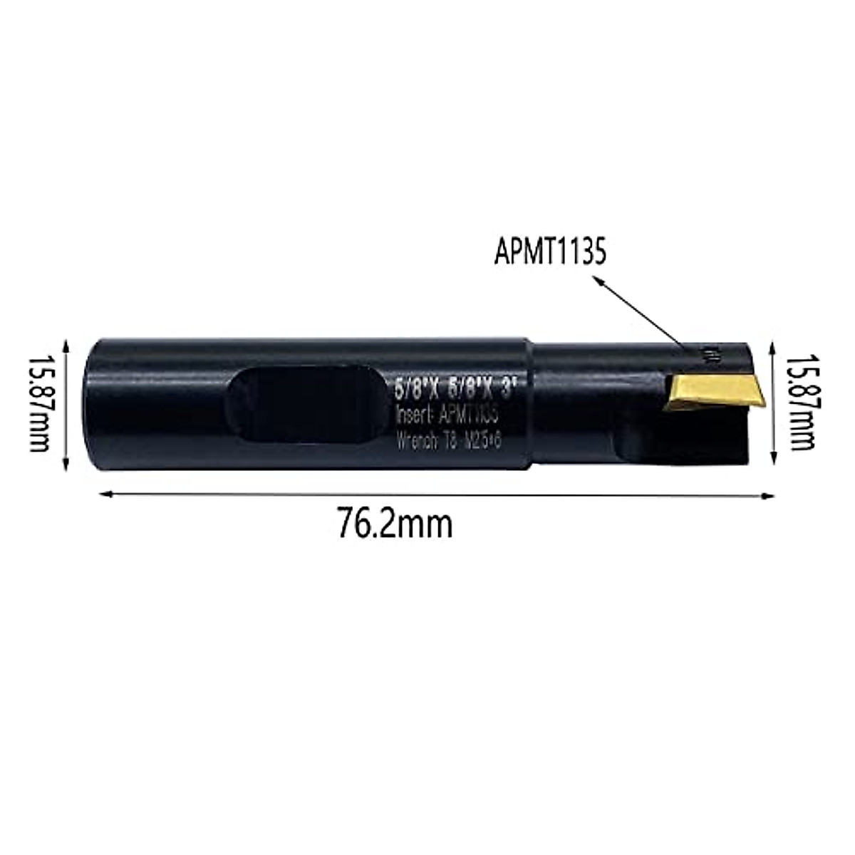 GBJ 5/8" * 5/8 * 3”-2T +2pcs APMT1135PDER 90 ° Indexable End Mill Holder Carbide Inserts Machining Steel,Iron Square Shoulder Face milling Slotting Milling Arbor (5/8" * 5/8 * 3”-2T + APMT1135PDER)
