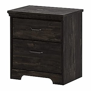 South Shore Versa 2-Drawer Nightstand, Rubbed Black 23 in x 17.75 in x 25.25 in