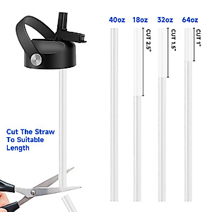 HYDROWION Straw Lid for Hydro Flask Wide Mouth, Flex Straw Lid Compatibility Most Sports Water Bottle 12 16 18 20 32 40 64 oz, Straw Lids for Simple Modern Ascent Water Bottle(Black,1 Pack)