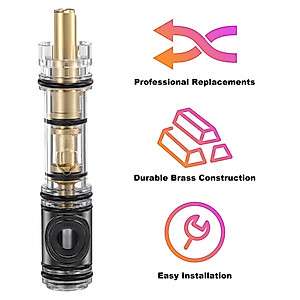 Enhon 2 Pack Dual Seal Cartridge Replacement Compatible with Moen 1225 1225B, One Handle Kitchen and Bathroom Faucet Cartridge Fits Single Handle Faucet/Showers, Brass