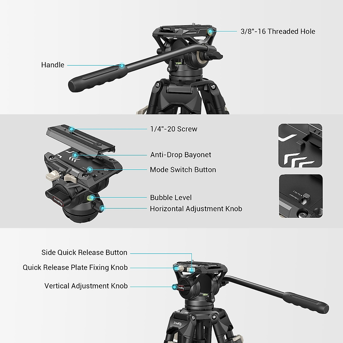 Bundle：SmallRig AD-01 Video Tripod + SmallRig Mini Matte Box Lite