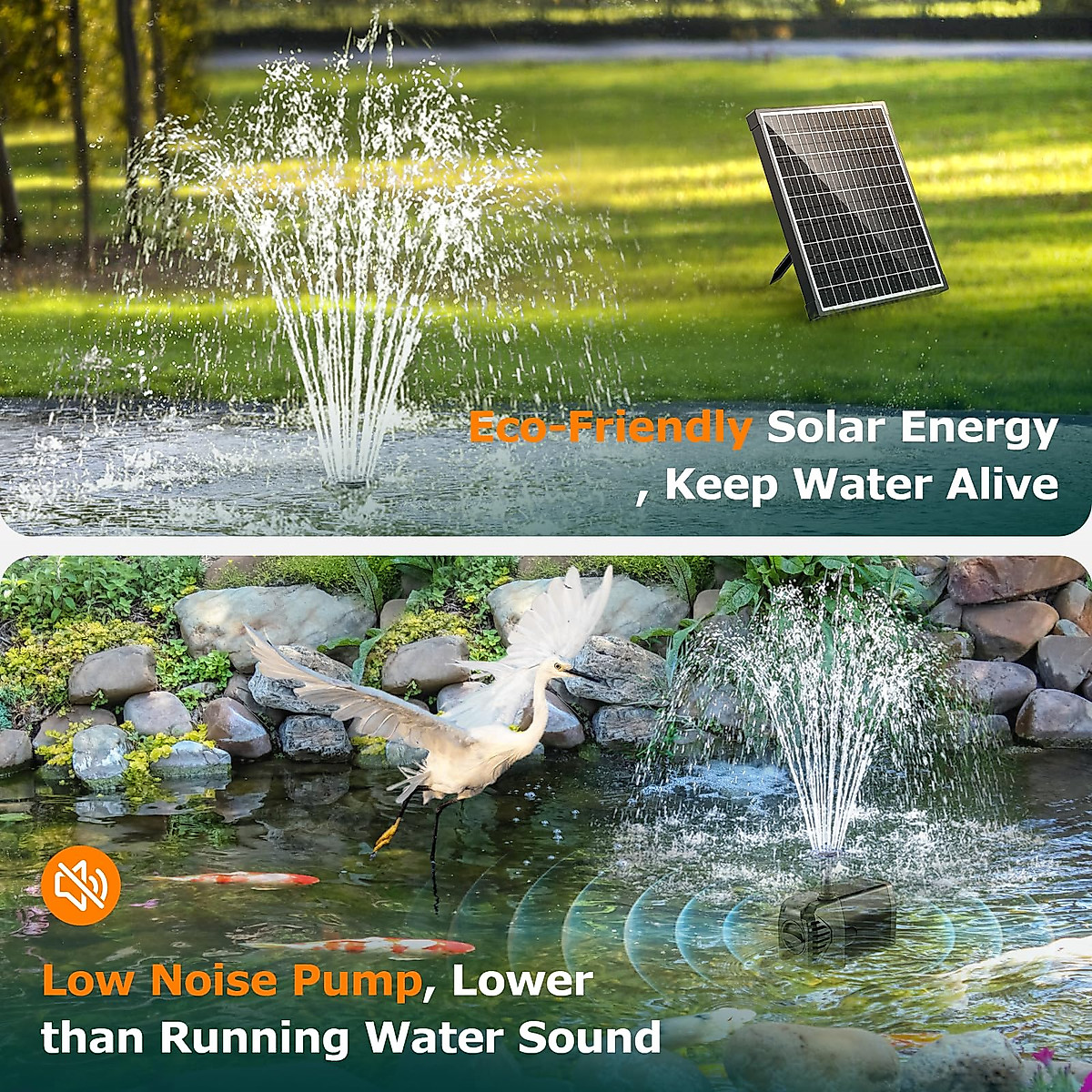 POPOSOAP Solar Water Fountain Pump, 20W Solar Powered Water Pump 320GPH Flow Adjustable, Solar Fountain Pump with 17Ft Cord Length for Ponds, Fish Tank, Wildlife Garden, Waterfall