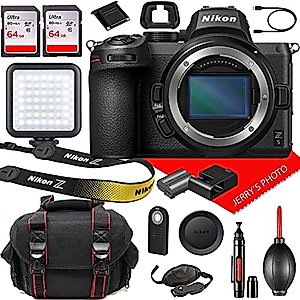 Nikon Z5 Mirrorless Digital Body Only CMOS Camera + Case, 128GB Additional Memory, LED Light, Cleaning Pen and More
