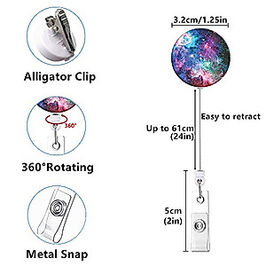 Retractable ID Badge Holder Nurse Badge Reels with Clip Name Card Holders for Office Worker Doctor Nurse (Starry Sky 3 Pack)