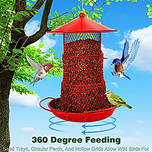 Bird Feeders for Outdoors Hanging, Retractable Metal Squirrel Proof Bird Feeders,3 Tier Large 6.6LB Capacity Wild Bird Feeders for Outside Garden Cardinal, Finch, Sparrow, Blue Jay