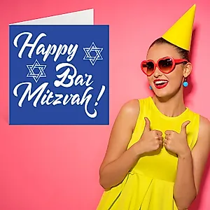 Stuff4 Bar Mitzvah Card for Boys Him - Happy Bar Mitzvah - Mazel Tov, Good Luck Congratulations Gifts, Bar Mitzvah Gifts for Boys, 5.7 x 5.7 Inch Jewish Gifts Greeting Cards Bat Mitzvah Cards