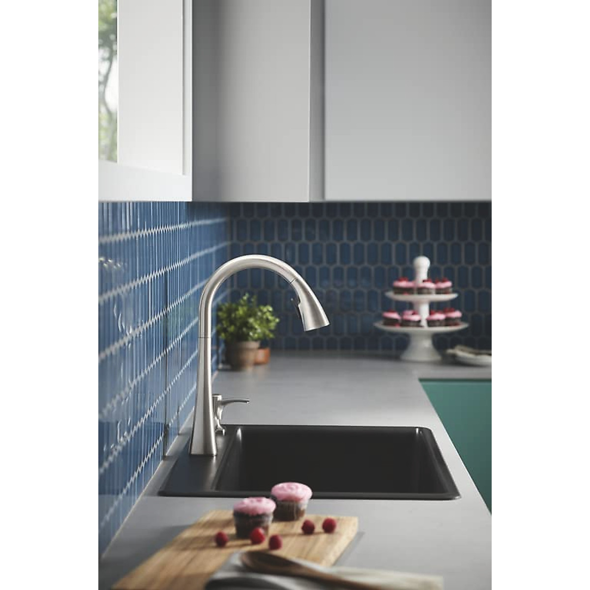 KOHLER R26281-SD-VS Maxton Touchless Pull-Down Kitchen Faucet with Soap Dispenser, Kitchen Sink Faucet with Pull Down Sprayer, Touchless Activation Faucet, Vibrant Stainless