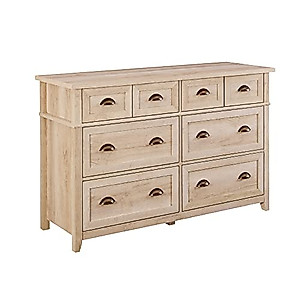 Walker Edison Modern Farmhouse 6-Drawer Framed Dresser with Half-Moon Handles, 52 Inch, White Oak