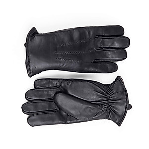 Zavelio Men's Premium Shearling Sheepskin Fur Lined Leather Gloves Black Xlarge