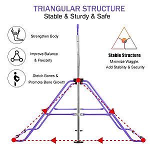 Bighaki808 Gymnastics Bars Kids Training Bars for Home, Folding Horizontal Bars with Adjustable Height Expandable Gymnastics Equipment Junior Kip Monkey Bar for Girls & Boys (Purple)