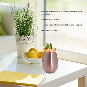 Stainless Steel Wine Glasses, 17oz 500ml Unbreakable Glasses Simple Modern Wine Tumbler Liquor Glasses Wine Mug Metal Wine Glasses Stainless Steel Cups for Home and Outdoor Wine Glasses, Rose Gold