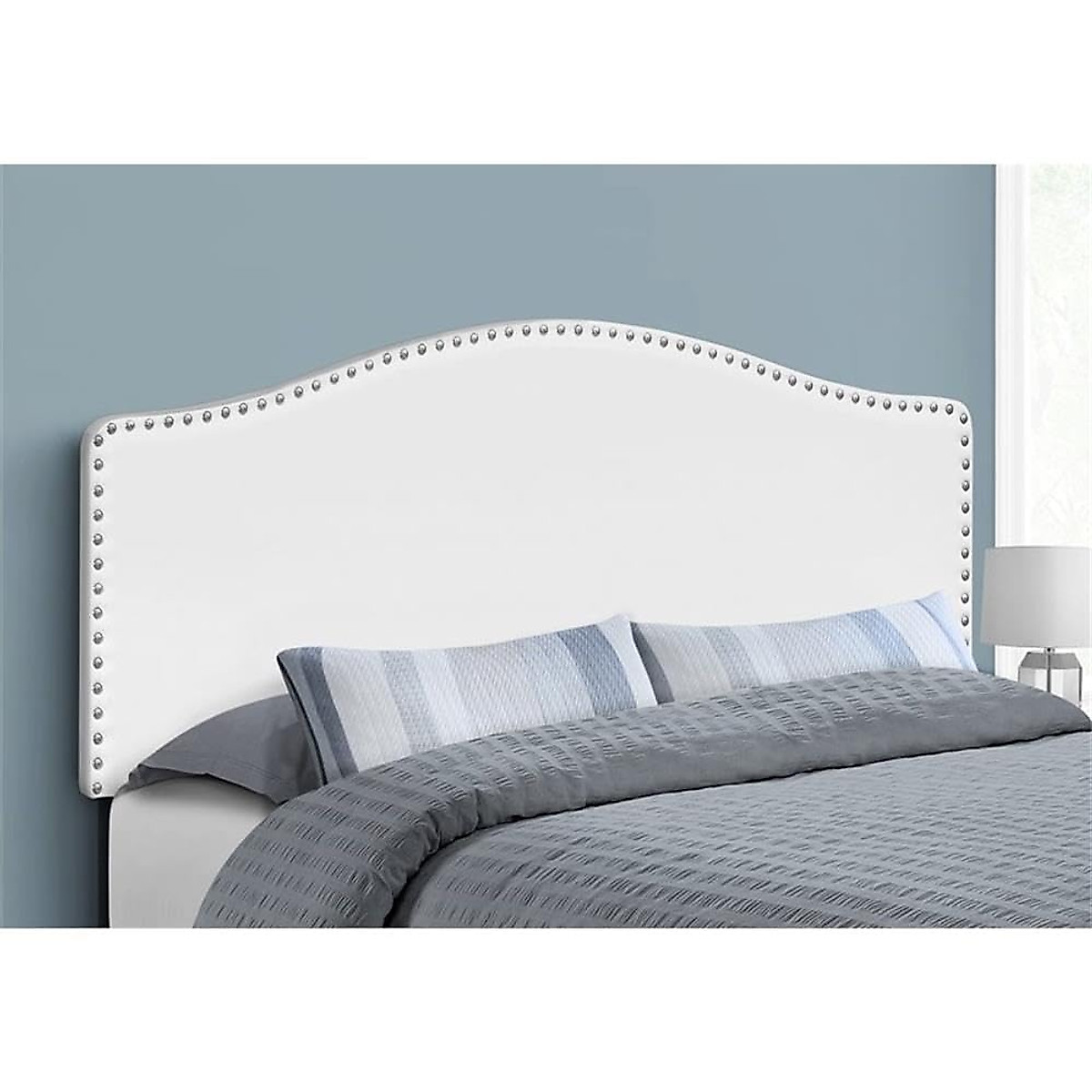 Monarch Specialties I 6012Q Bed, Headboard Only, Queen Size, Bedroom, Upholstered, Pu Leather Look, White, Transitional
