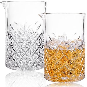 SogYupk 2 Pack Cocktail Stirring Glasses,24oz Drink Mixing Glasses,Crystal Glass Cocktail Mixing Glasses, Thick Weighted Bottom, Professional Bartender's Mixer Glass Stirring Glasses,Bar Tools.