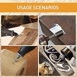 Carbide Burr Set Compatible with Dremel Rotary Tool 10Pcs Die Grinder Bits Rotary File Rasp with 1/8” Shank and 1/4” Grinding Head Accessories for DIY, Woodworking, Metal Carving, Drilling, Polishing