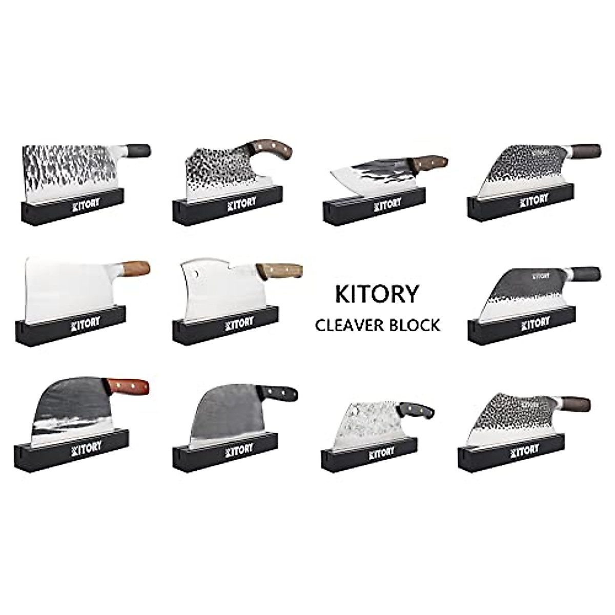 Square Cleaver Knife Block, Knife Stand/Holder especialy for Square Cleaver Knife Display or Exhibition - Elegant Black Acrylic, From Kitory