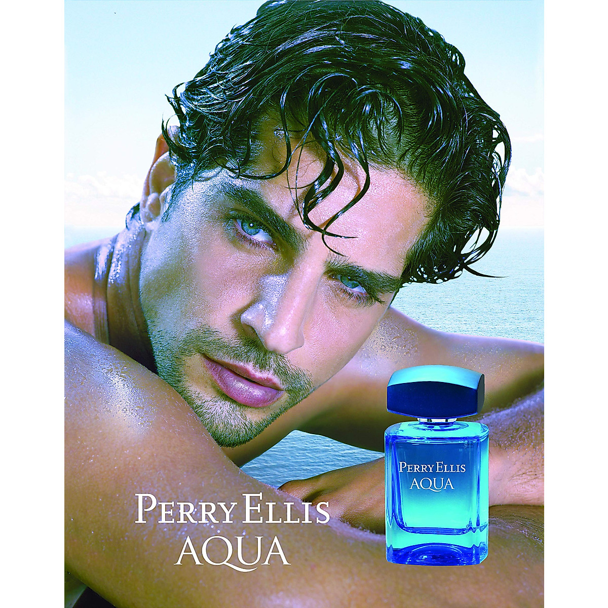 Perry Ellis Perry Ellis Aqua Men 3.4oz EDT Spray, 0.25oz EDT Spray, 6.8oz Deodorizing Body Spray, 1.7oz Shower Gel 4 Pc Gift Set