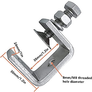 Stainless Steel C Clamps Mini 16-30Mm for Mounting, Heavy Duty Woodworking U Clamp Set Tiger Clamp Tools with Stable Wide Jaw Opening & Protective Pads for Welding/Carpenter