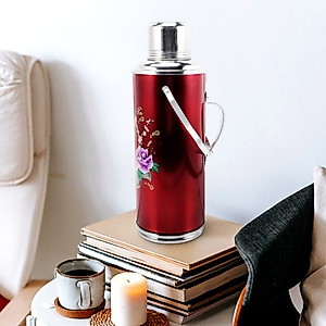 Housoutil Insulated Stainless Steel Water Bottle Chinese Traditional Flask Double Walled Travel Mug Vacuum Coffee Cup Keeps Hot and Cold Leakproof Lids