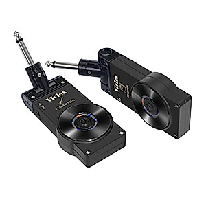 Vivlex Wireless Guitar System Guitar Transmitter Receiver Set 2.4GHz 6 Channels Wireless Audio System for Electric Guitar Bass Violin Keyboard, Built in Rechargeable Battery, 8 Hours Working Time