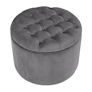 TOV Furniture Queen Velvet Storage Ottoman, Grey
