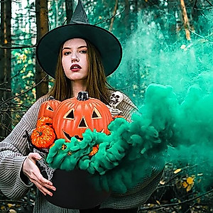 Roshtia Halloween Plastic Black Cauldron Pot with Handle Large Witch Cauldron Halloween Basket Candy Bowl Decoration Black Cauldron Trick or Treat Bucket Kettle for Party Favor(9 Inch, 4 Pcs)