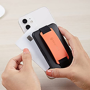 Sinjimoru Secure Magnetic Wallet as Phone Grip Stand for MagSafe Wallet, Cell Phone Wallet Stick On with Phone Kickstand & Phone Grip Holder for iPhone 14 13 12 Series. M-Card Zip Black