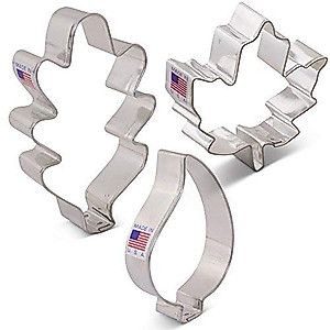 Fall Leaves Cookie Cutters 3-Pc Set Made in USA by Ann Clark, Maple, Oak, Aspen
