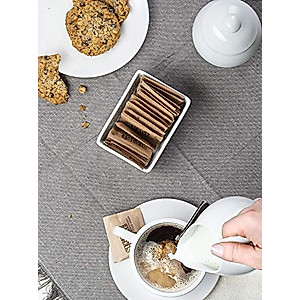 Kook Ceramic Sugar & Creamer Set, 3 Piece Porcelain Coffee Serving Set, Milk Pitcher, Sugar Bowl with Lid and Sweetener Packet Holder, Dishwasher Safe, White